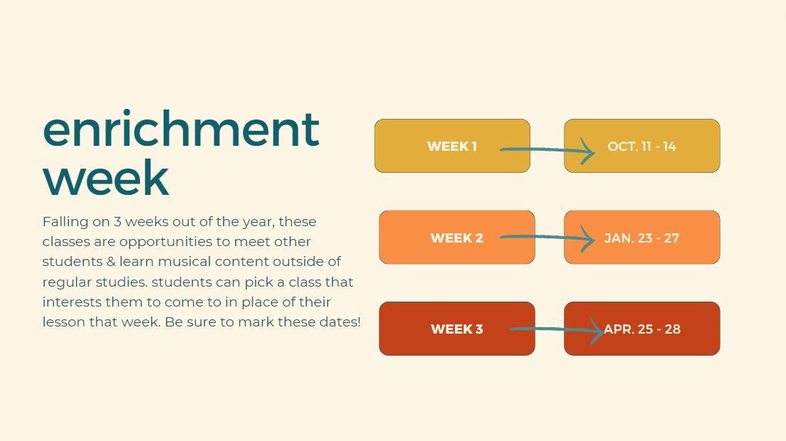 Enrichment Week Dates - The Studio Connection